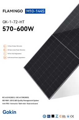 Gokin Solar | Flamingo M10-144S 570-600W | Solar Panel Datasheet | ENF ...