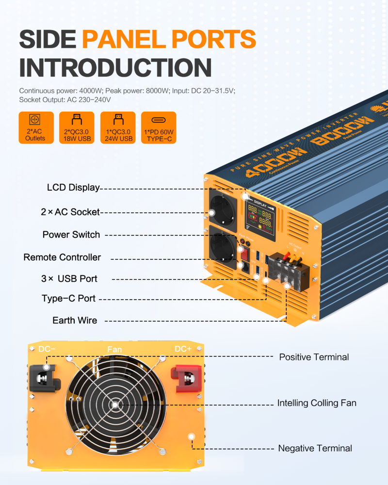 Junchipower | 4000W Pure Sine Wave Power Inverter | Inverter Solare ...