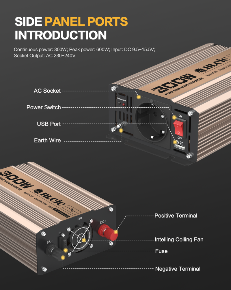 Junchipower | 300W Pure Sine Wave Power Inverter | Solar Inverter ...