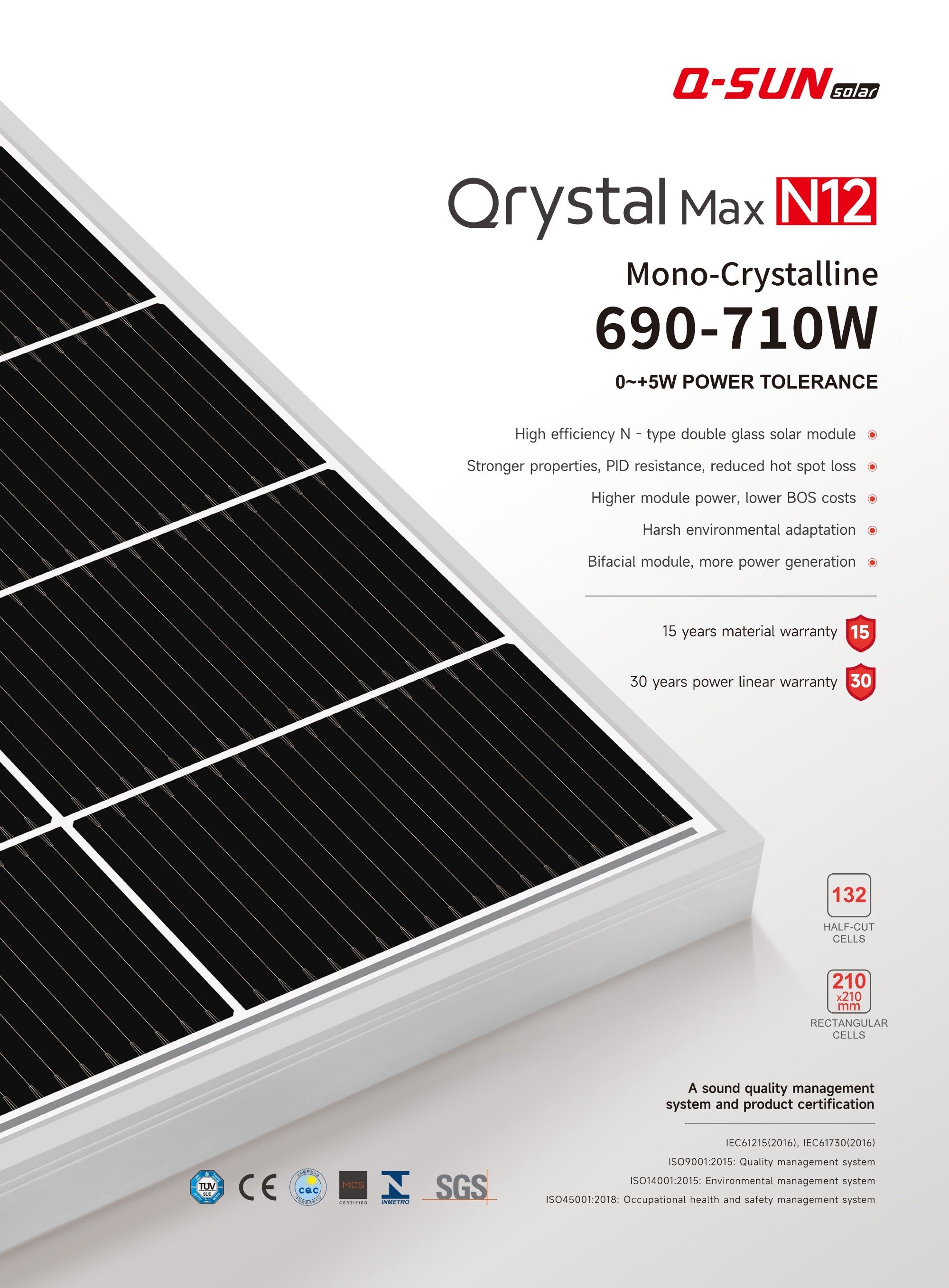 Q-SUN Solar | Qrystal Max N12 QNHT-01 690-710W | Solar Panel Datasheet | ENF Panel Directory